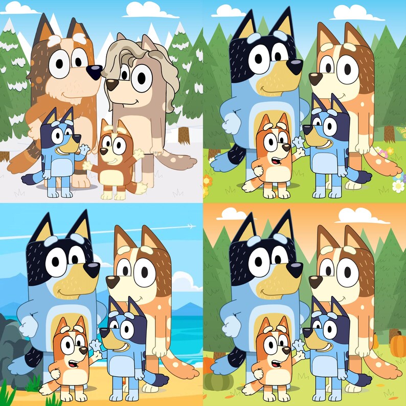 Bluey Family Portraits Custom Bluey Portraits Bluey Style Gift Digital ...