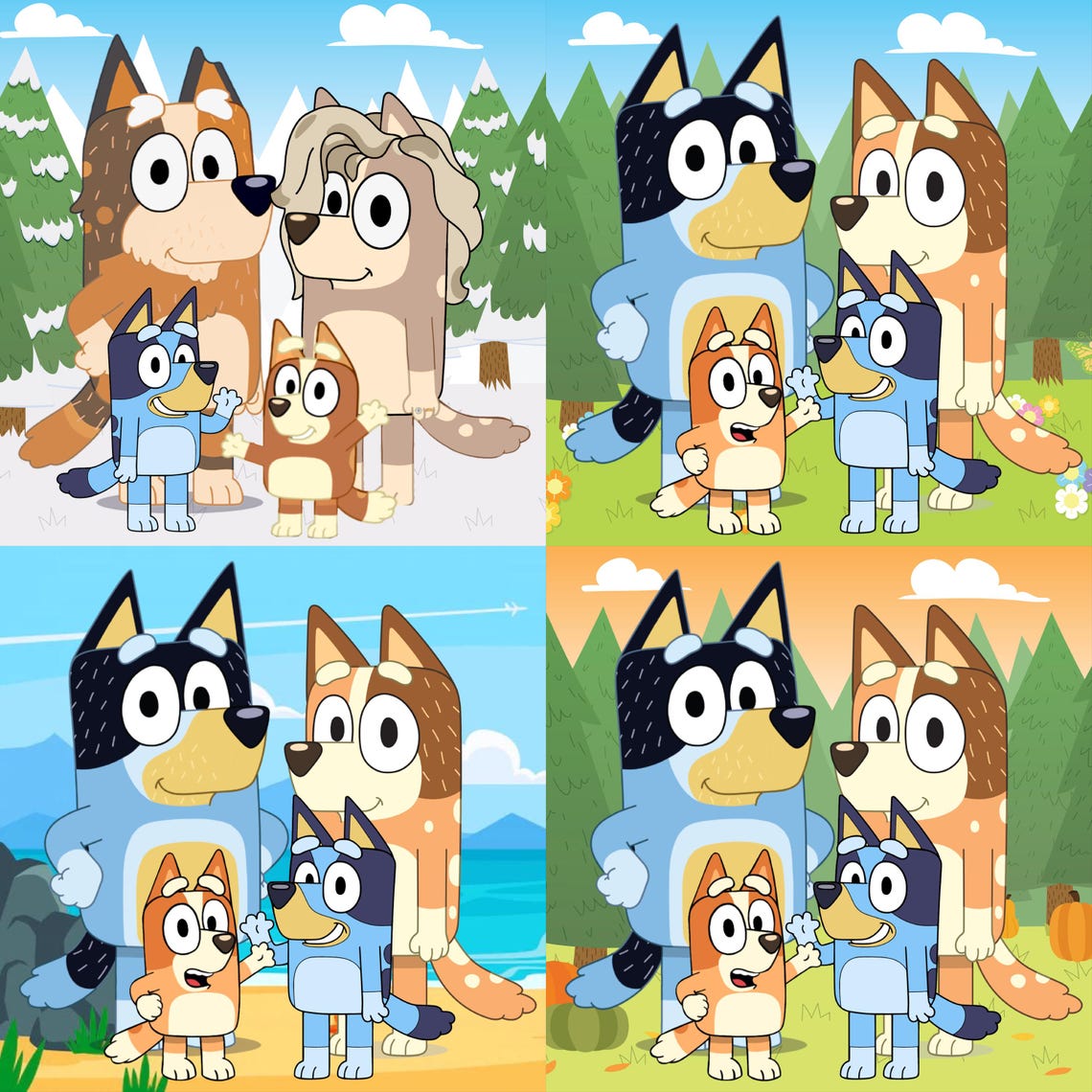 Custom Bluey Family Portrait – Personalized Bluey Style Art Print ...