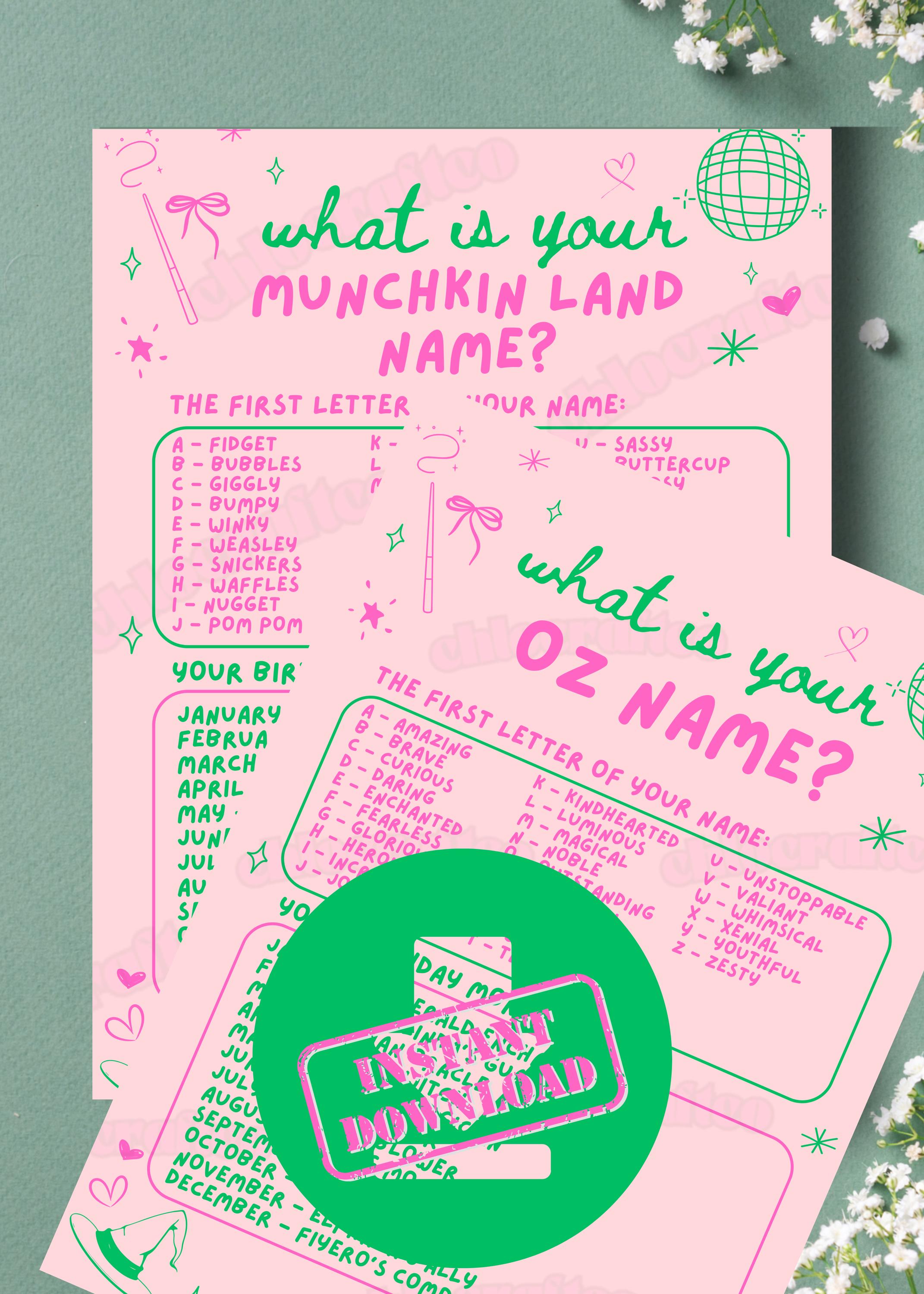 Wizard of Oz Party Game: Oz & Munchkin Name Generator (instant Download ...