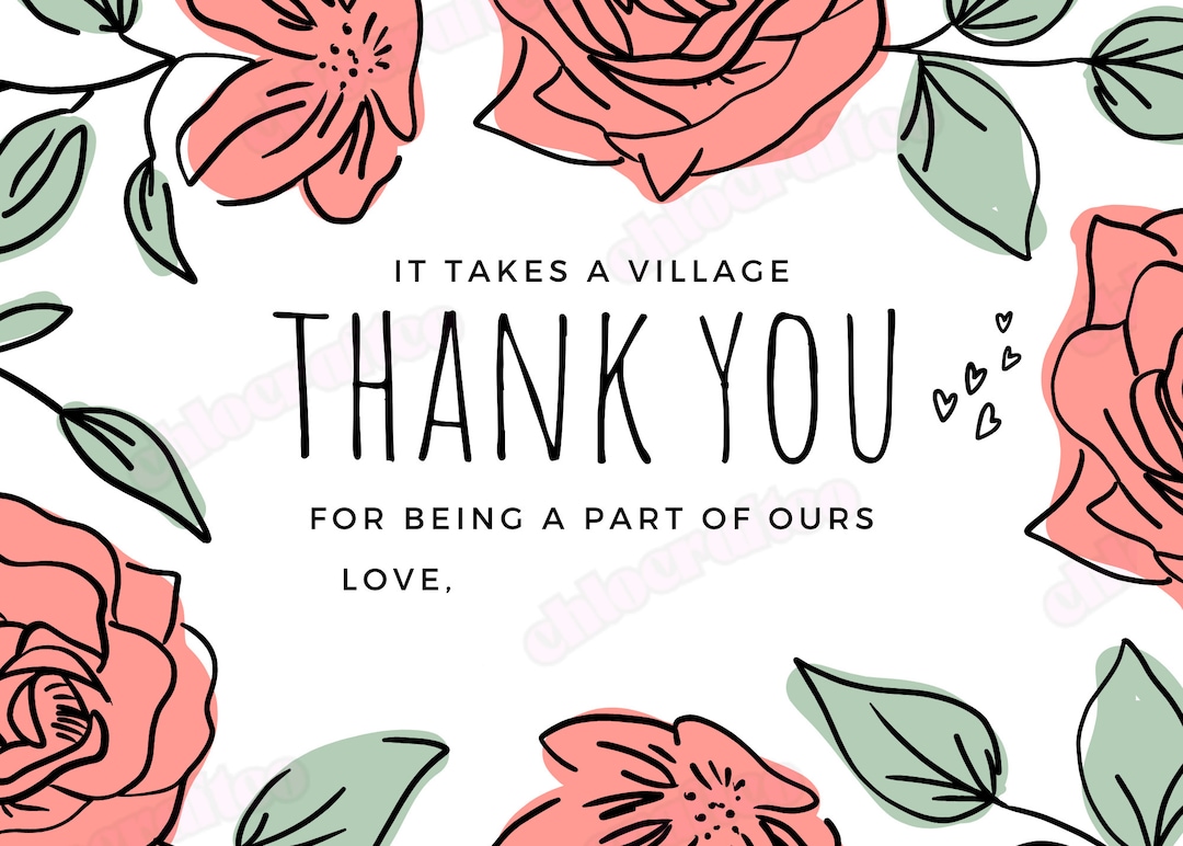 It Takes a Village, Thank You Gift, Child Care Worker Gift, Thank You ...