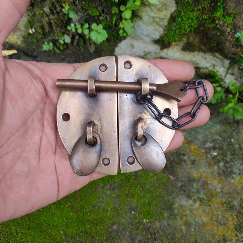 2.95 Vintage Latch Lock Solid Brass Classic Round Chinese Retro Round ...