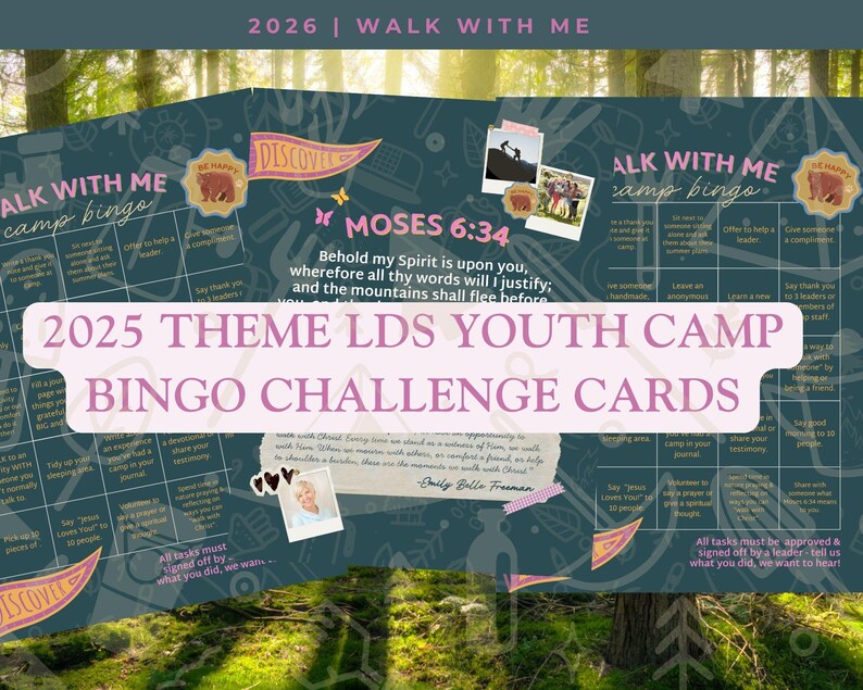 2026 Girls Camp Bingo Printable: LDS Youth Theme | Walk With Me ...