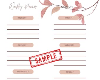 Digital Download, Weekly Planner Sheet, Organizer, Planner, Download ...