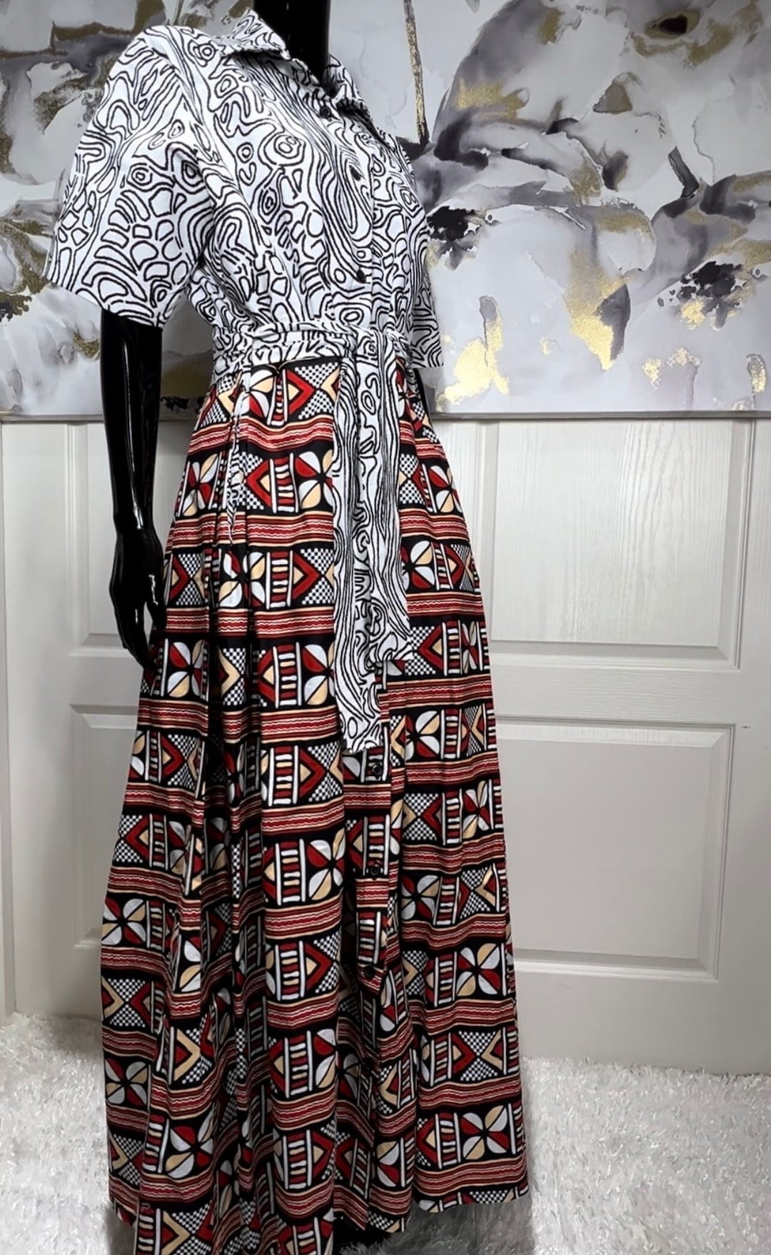 ADEPA Women's African Print Maxi Shirt Dress. African Print Shirt Gown ...