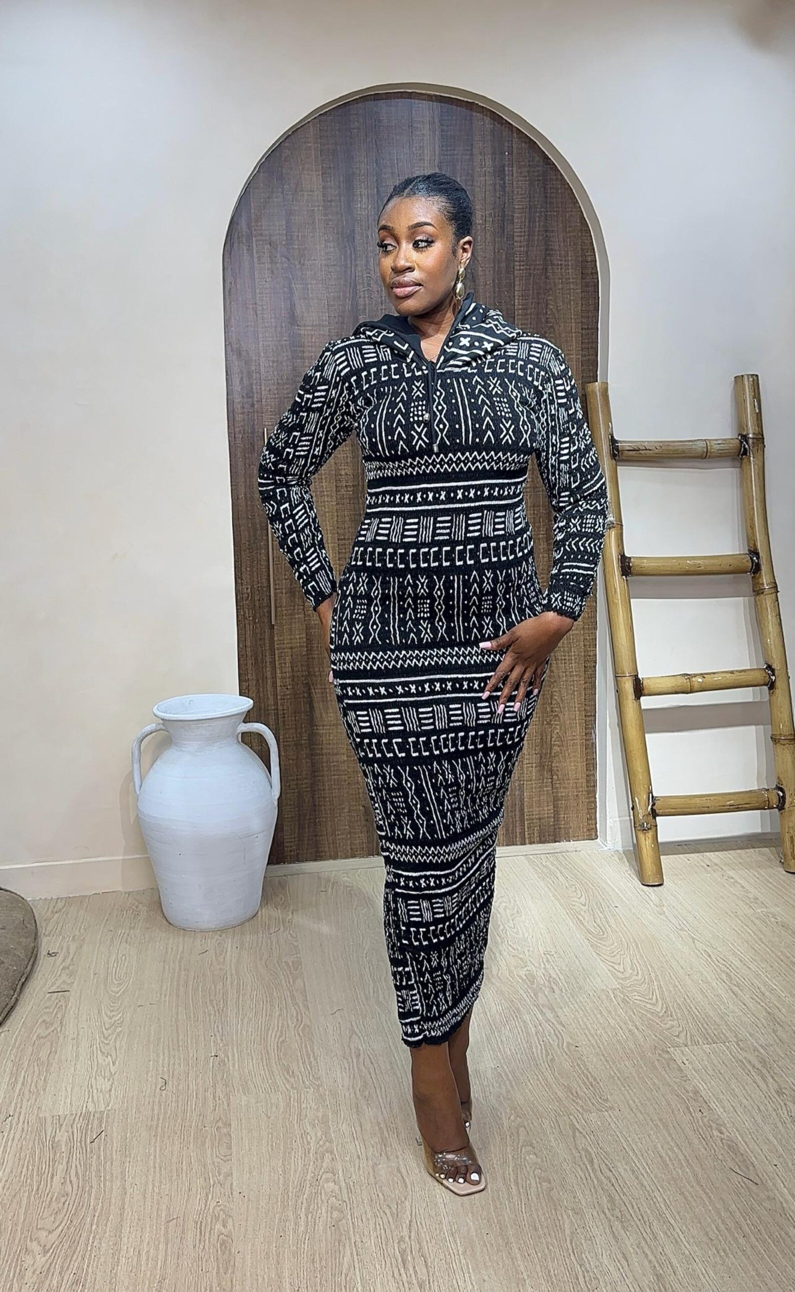 ASANTEWA African Print Smocked Hoodie Maxi Long Sleeves Dress - Etsy