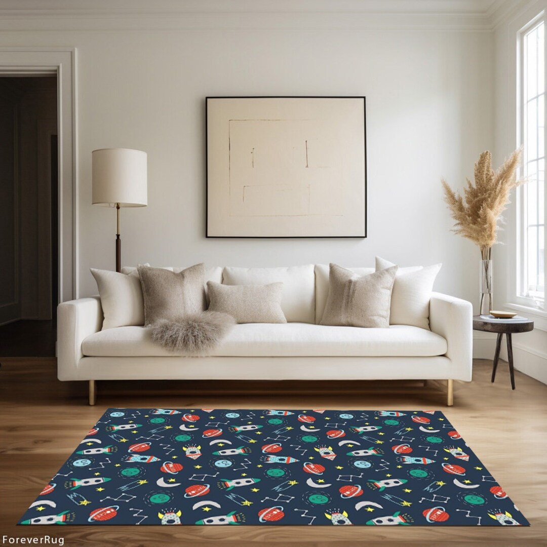 Explore the Cosmos With Planets & Space Shuttle Printed Rug, Astronaut ...