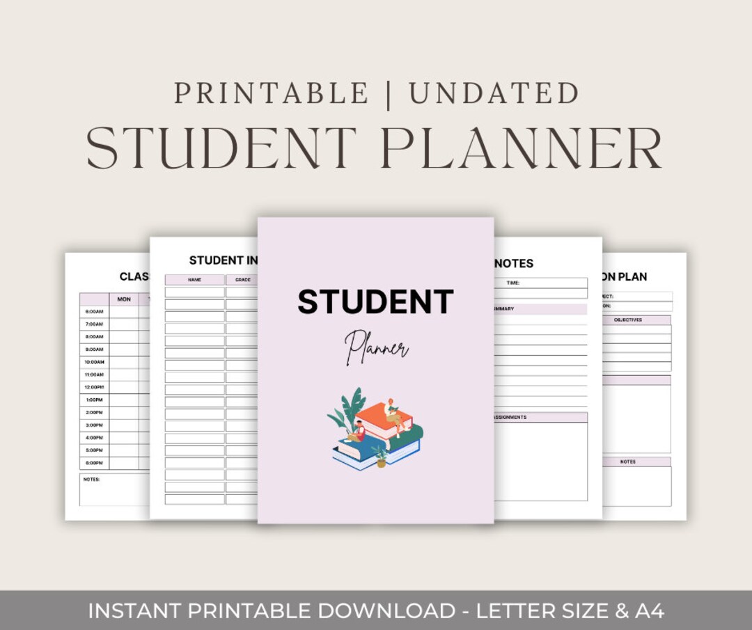 Student Planner 2024 Printable College School Schedule - Etsy