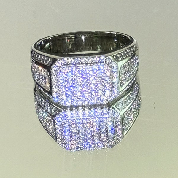 Moissanite Silver Ring Men - Etsy