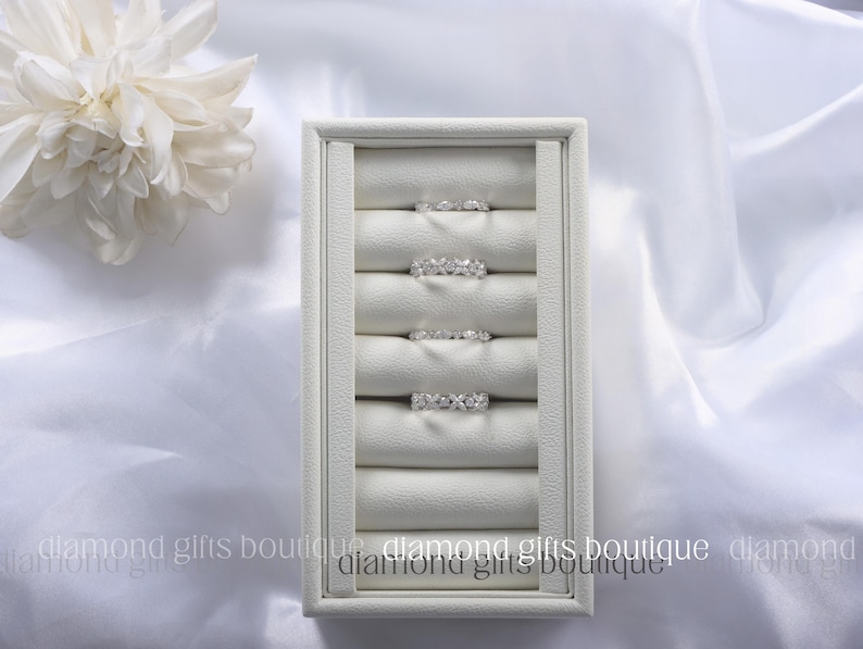 Moissanite Half Eternity Wedding Band, Alternating Marquise & Round ...