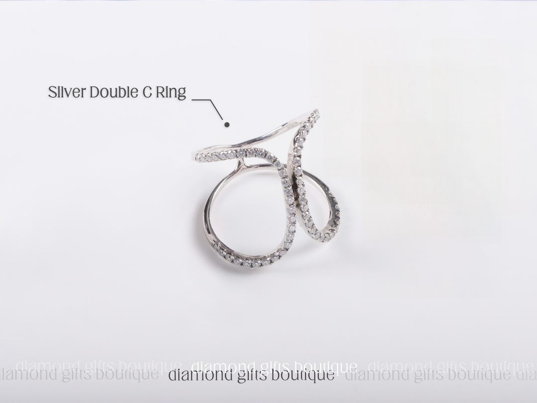 Moissanite Double C Ring, Gold Cross X Ring, Double Band Ring, Criss ...