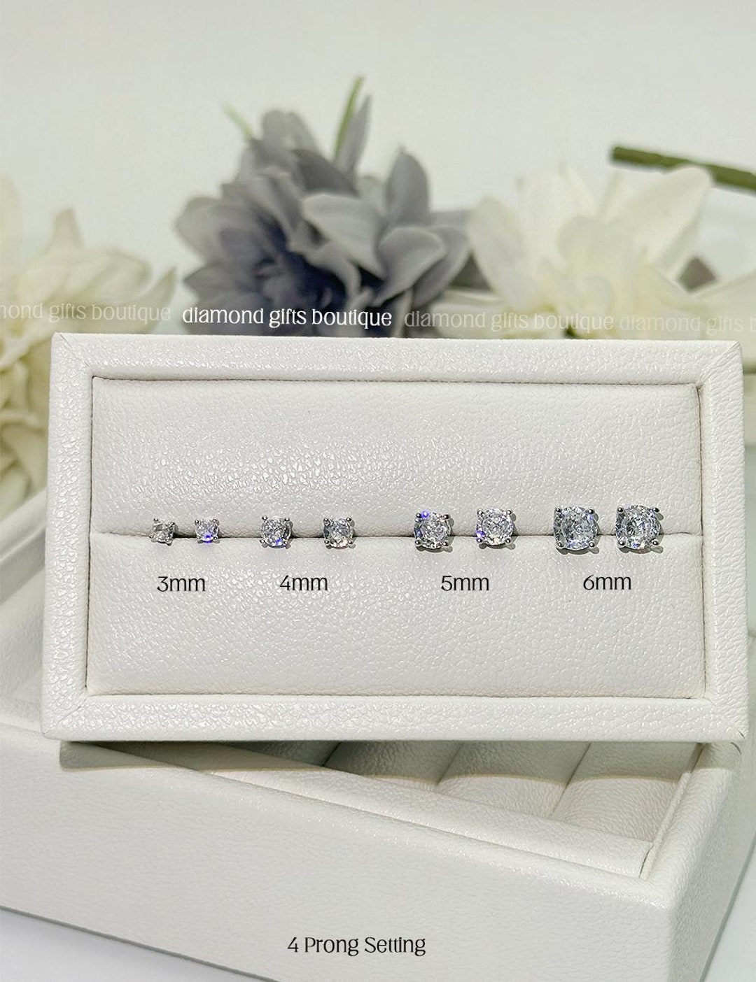 Solitaire Stud Earrings Round Diamond Earring Classic Tiny Stud Men Women Valentines Day Gift ...