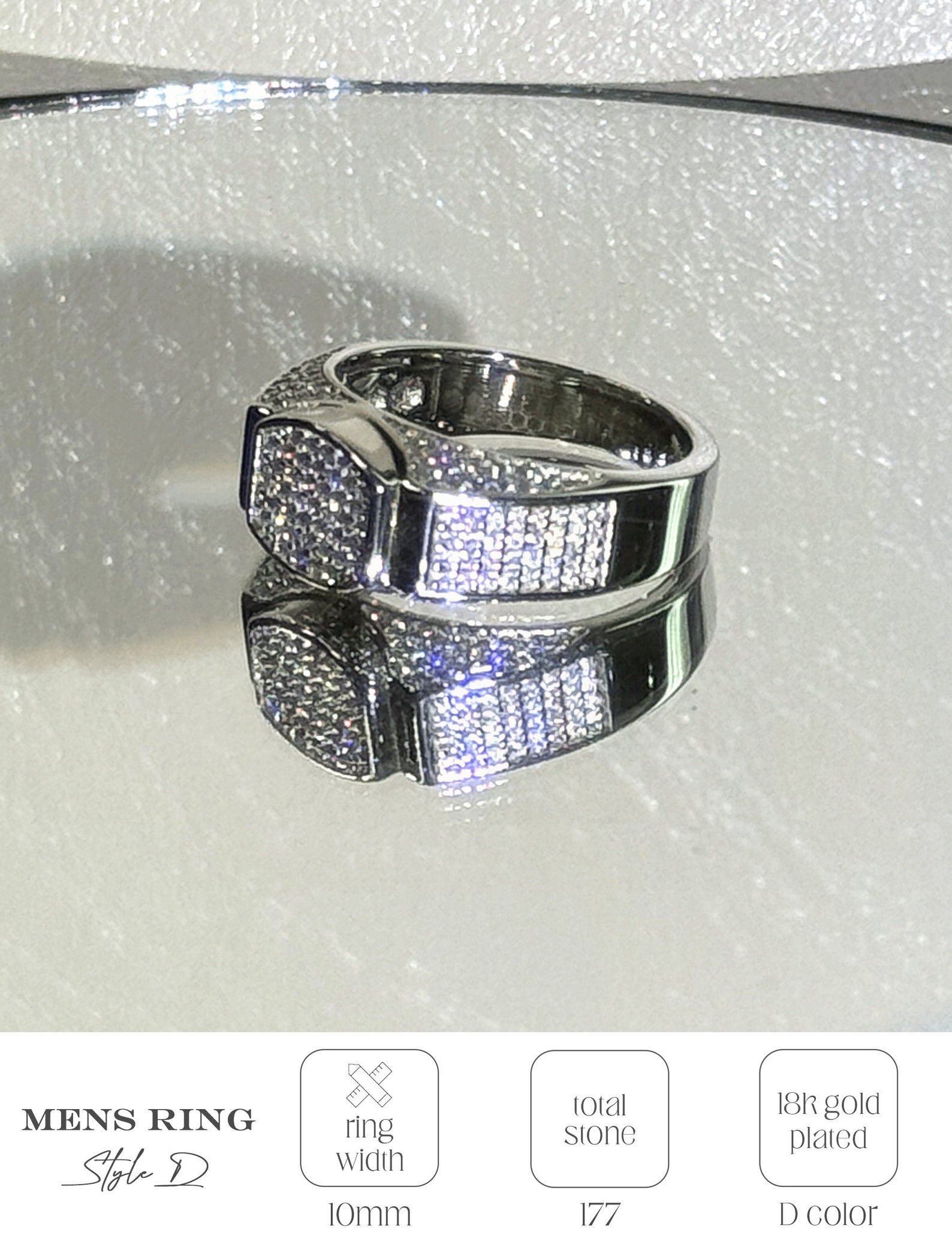 Moissanite Ring for Men Statement Band Pinky Ring Hip Hop Rapper Iced ...