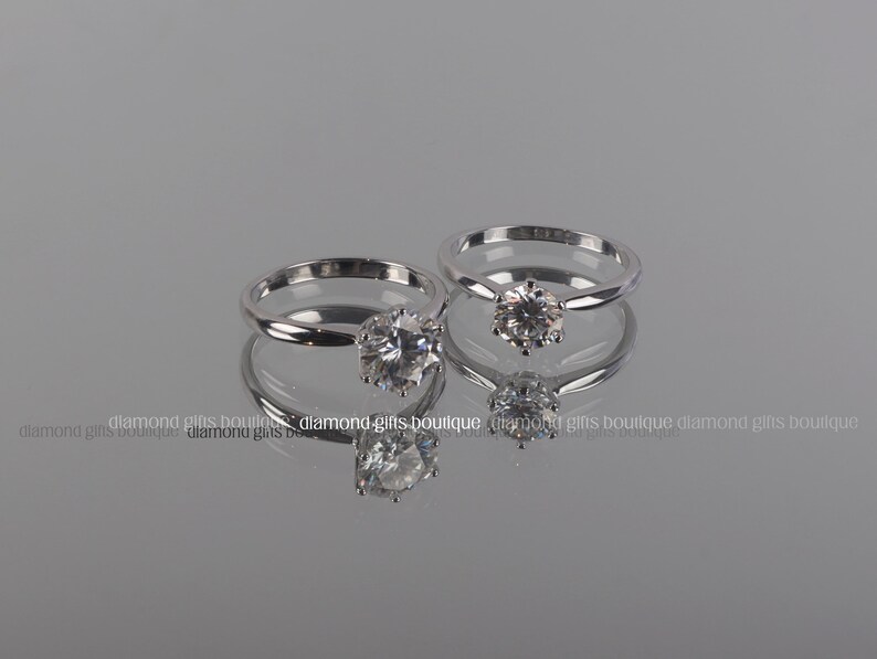 CLEARANCE Round Cubic Zirconia Ring Simulated Engagement Ring ...