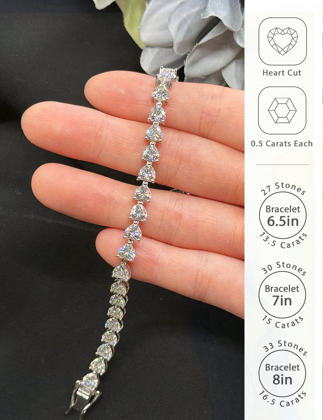 Moissanite Tennis Bracelet for Women Diamond Wedding Jewelry Bridal ...