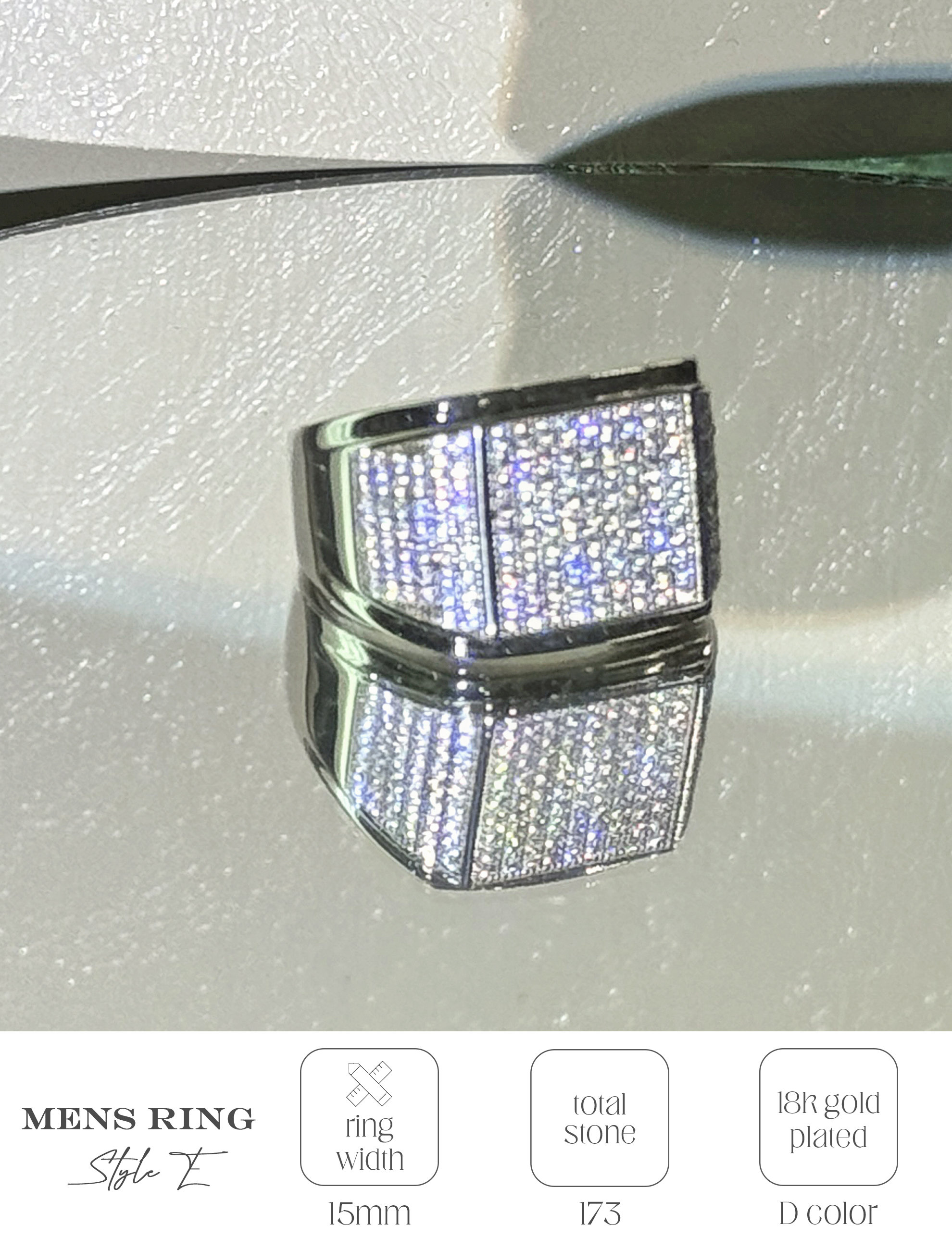 Moissanite Ring for Men Statement Band Pinky Ring Hip Hop Rapper Iced ...