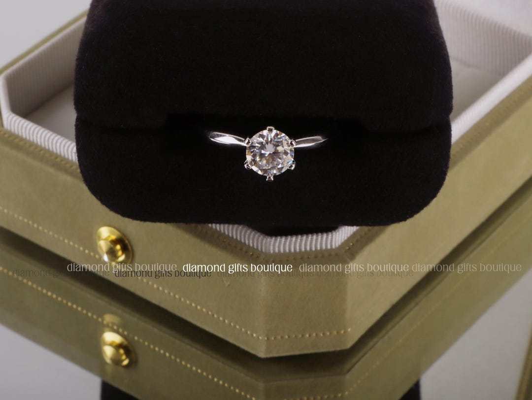 CLEARANCE Round Cubic Zirconia Ring Simulated Engagement Ring ...