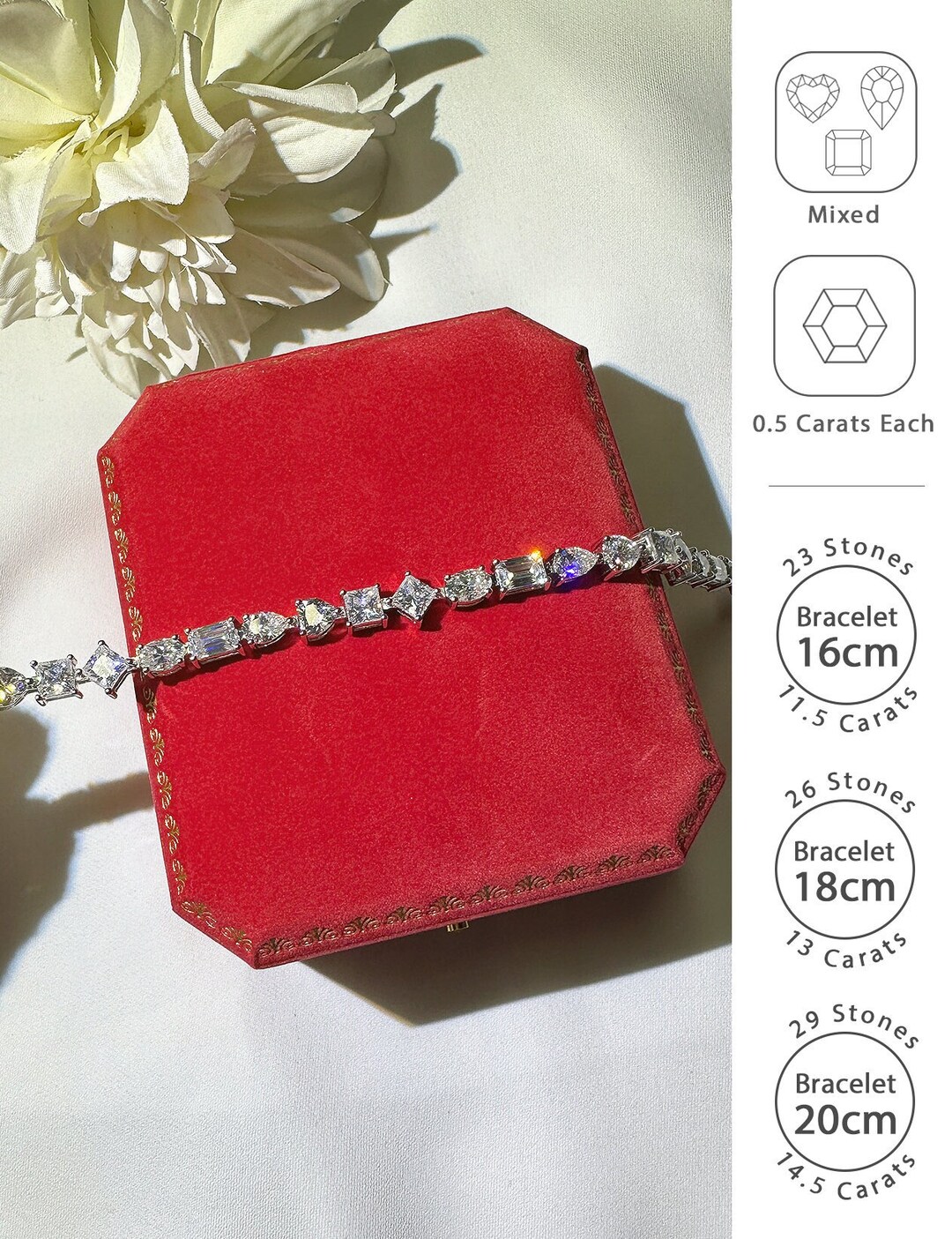 Moissanite Tennis Bracelet For Women Diamond Wedding Jewelry T 18k