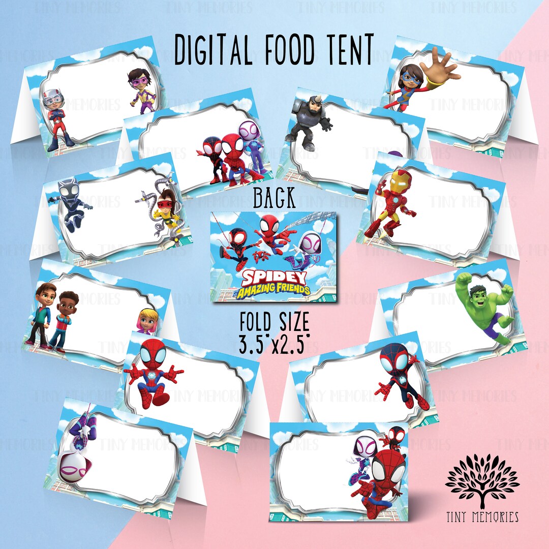 Instant Download Digital Spidey Amazing Friends Food Tent, Favor Tags ...