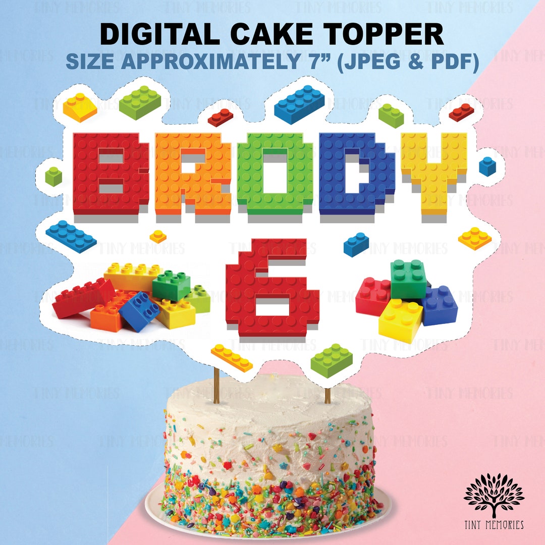 Instant Download Digital Building Block Cake Topper, Colorful Bricks ...