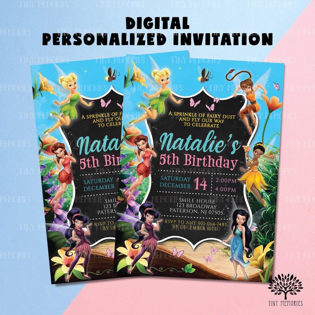 Digital Personalized Tinkerbell Birthday Invitation Digital Fairy