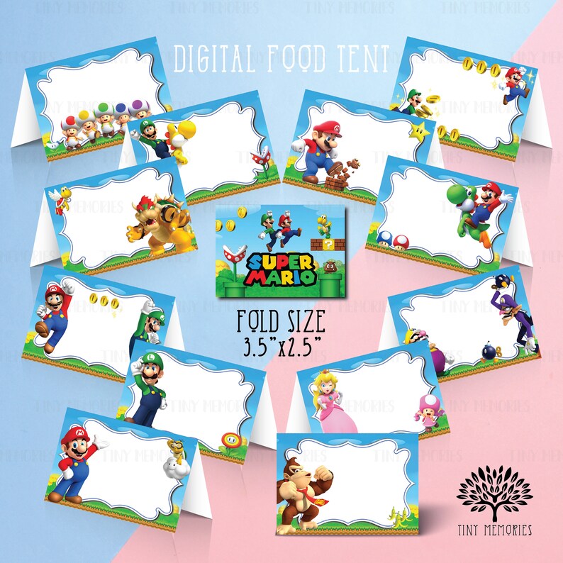 Descarga instantánea Digital super mario Food Tent, Favor Tags Goodie ...
