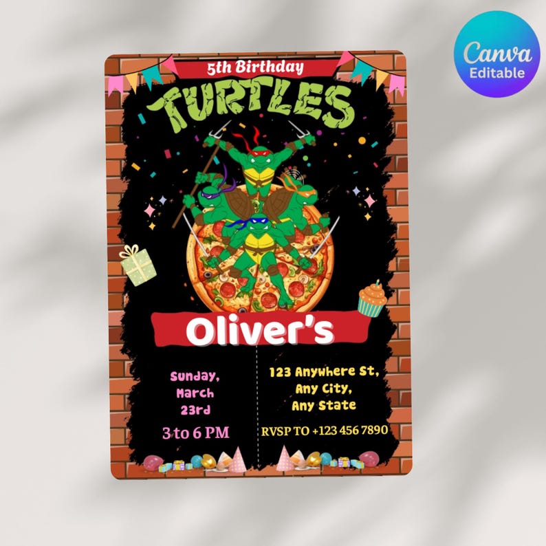 Editable Mutant Hero Birthday Invite for Kids, Printable Ninja Party ...