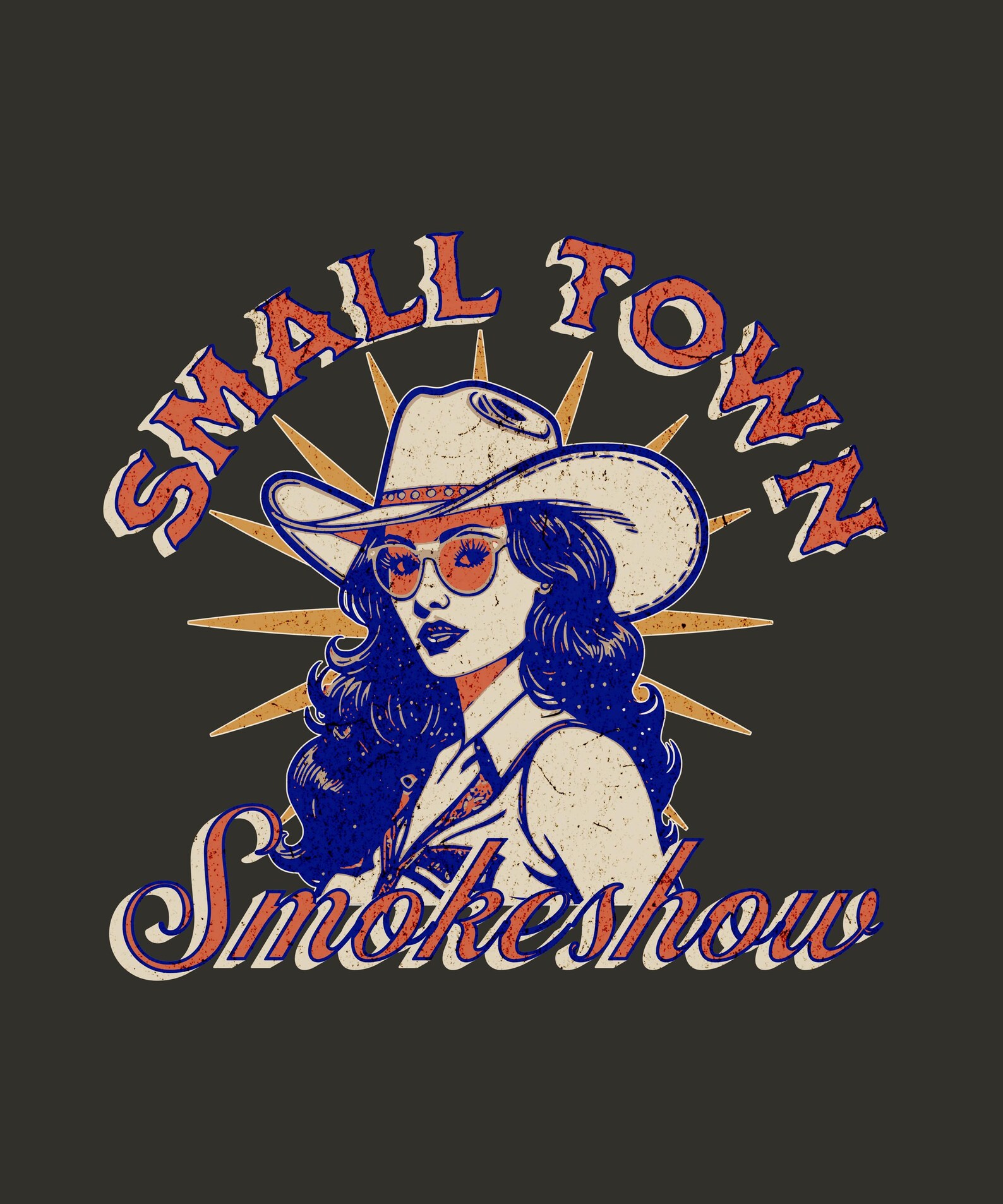 Small Town Smokeshow Cowgirl Cowboy Western Horseshoe Cowgirl Lady Long ...