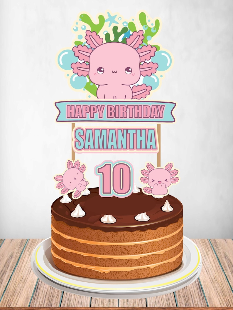 Axolotl, Axolotl Cake Topper, Axolotl Birthday, Axolotl Party Decor ...