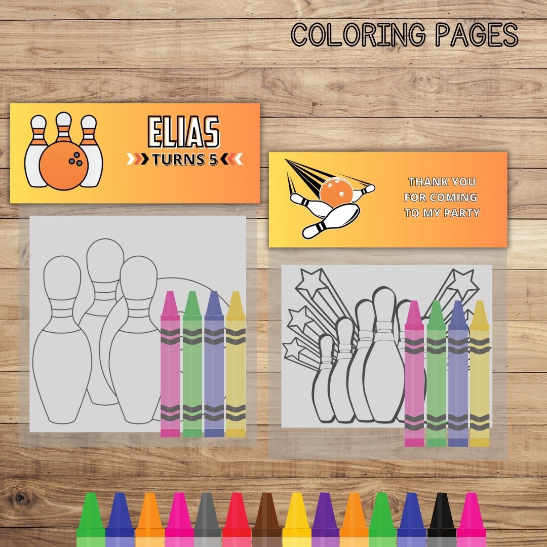 Bowling Birthday Party Favors: Mini Coloring Pages & Crayons - Etsy
