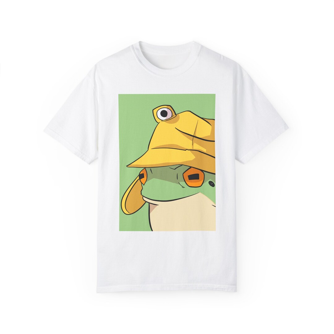 Cute Green Frog With Yellow Frog Hat, Cute Frog Apparel Unisex Garment ...