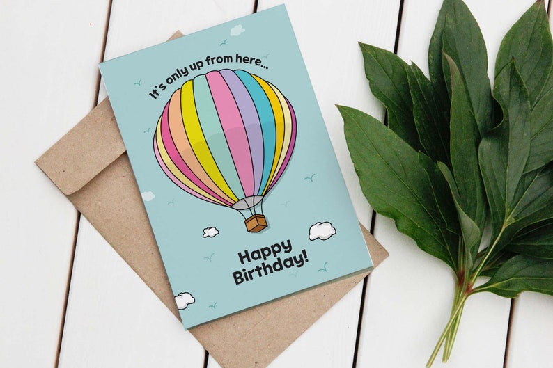 Printable Birthday Card, Inspirational, Hot Air Balloon, Digital Art ...