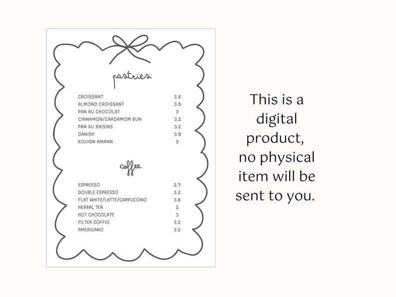 Cafe Bakery Menu Editable, Coffee + Pastries Menu Template, Neutral Colours Price List, Modern ...