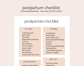 Best New Mom Postpartum Essentials Checklist, Printable Fourth Trimester Recovery Care Plan PDF ...