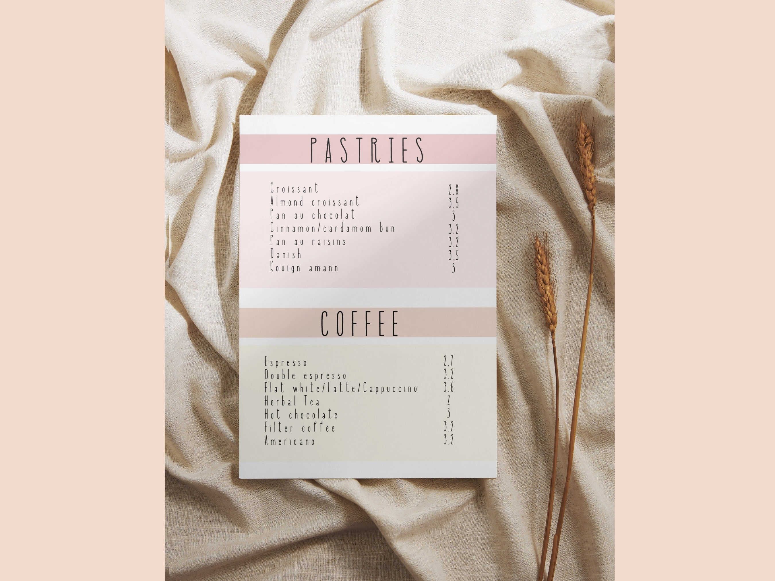 Bakery Menu Editable, Cafe Bakery Price List Template, Pastry Cakes ...