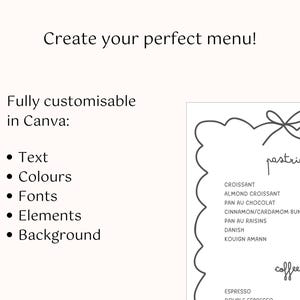 Cafe Bakery Menu Editable, Coffee + Pastries Menu Template, Neutral Colours Price List, Modern ...