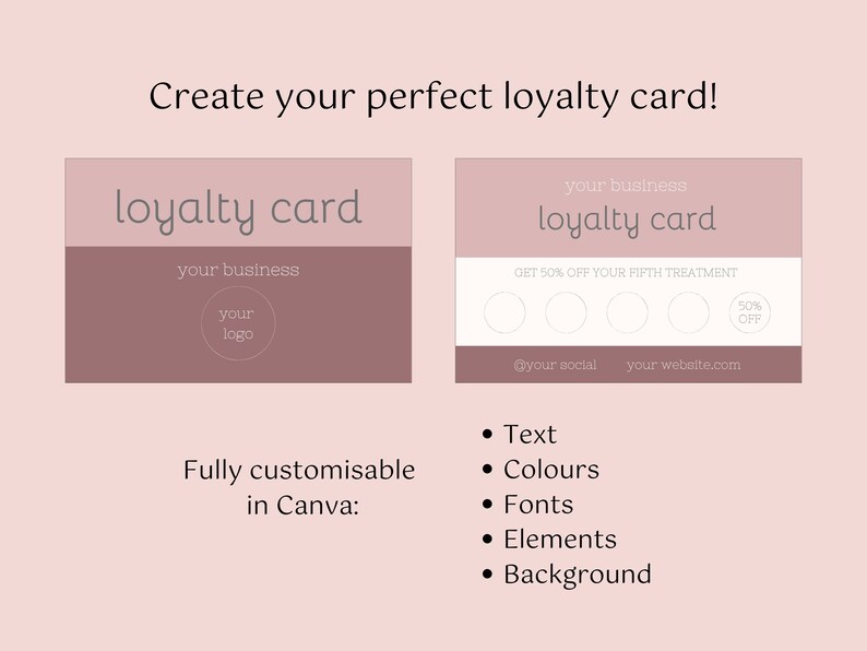 Loyalty Card Template, Editable Stamp Card, Salon Spa Business Reward ...