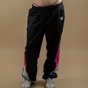 Vintage Adidas Track Pants 80s 90s Jogger Black With White, Pink, Blue ...