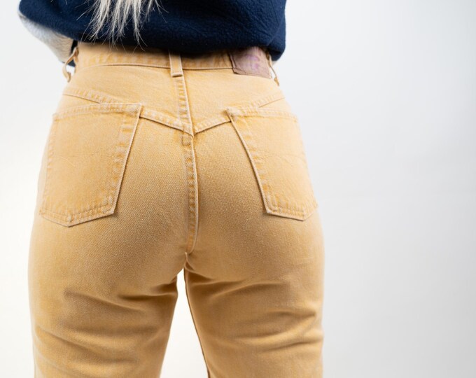 Vintage Mustang Denim Pants Yellow High Waist Size L 80s - Etsy