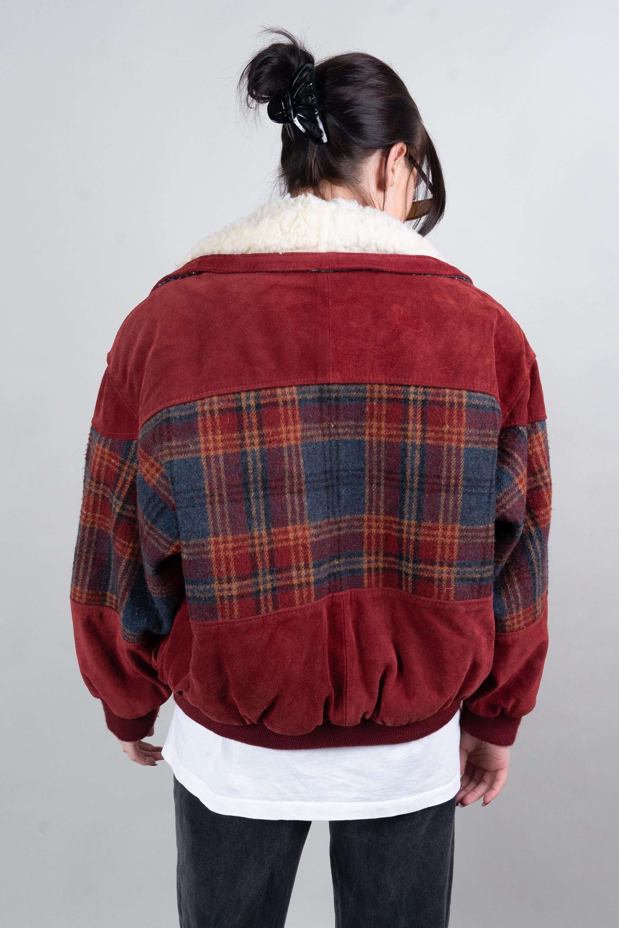 Vintage Ethno Navajo Bomber Jacket Patchwork Bronze Suede Wool Leather ...