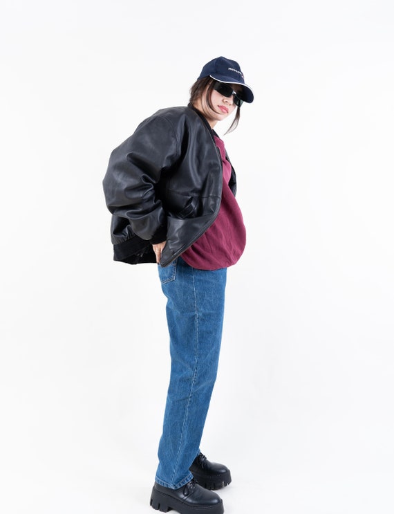 80s vintage fake leather bomber jacket leather imitat… - Gem