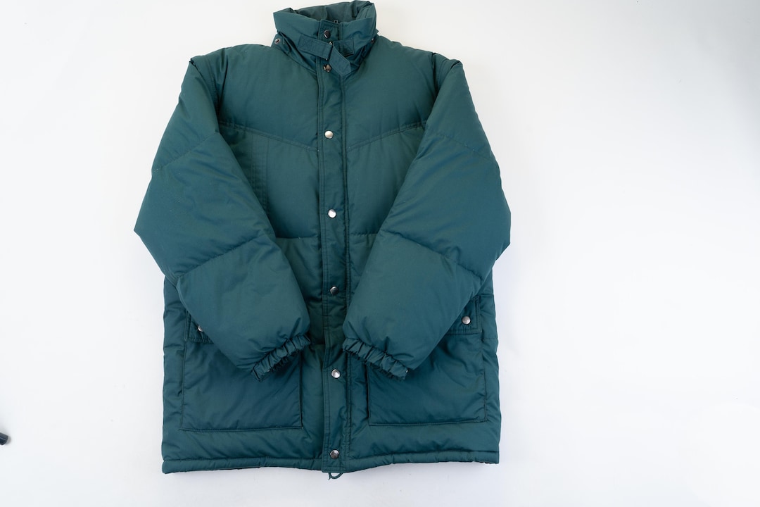 Vintage Down Parka 100% Down Jacket Dark Green Size M / L - Etsy