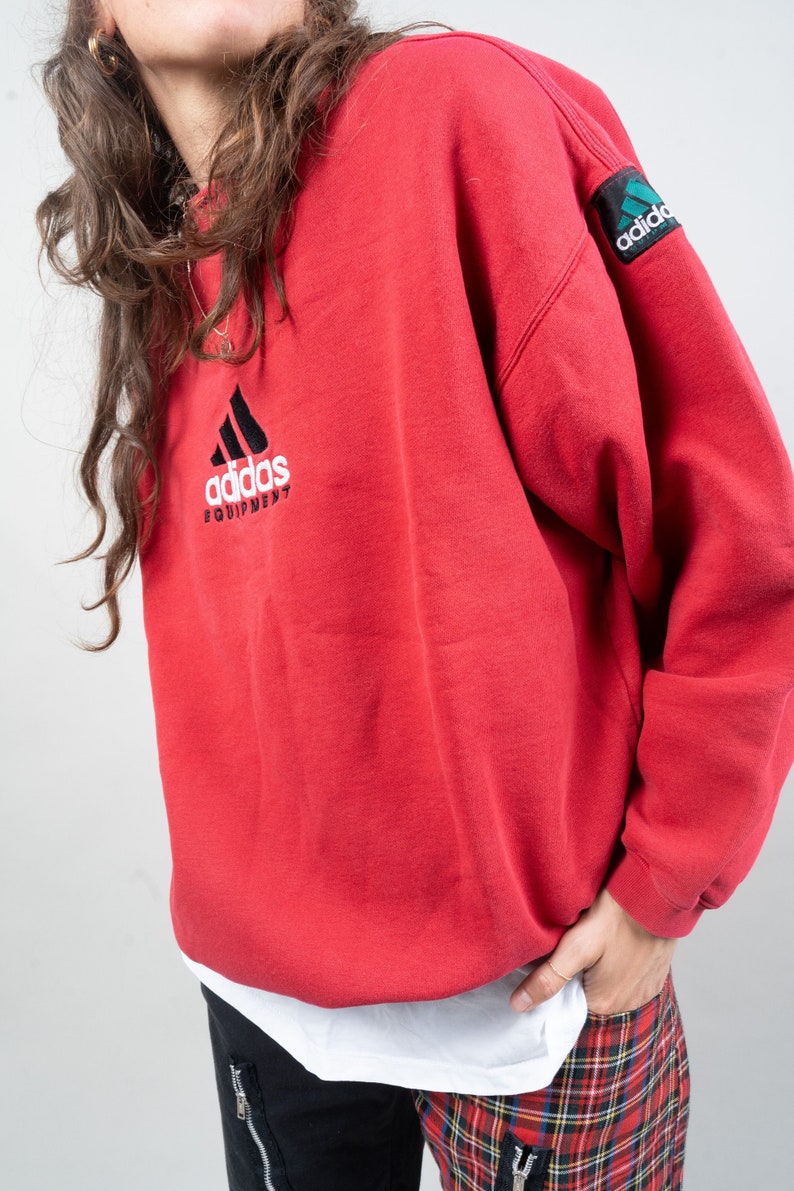 Vintage Adidas Equipment Jumper Sweatshirt Red 80s Hard Cotton Size M ...