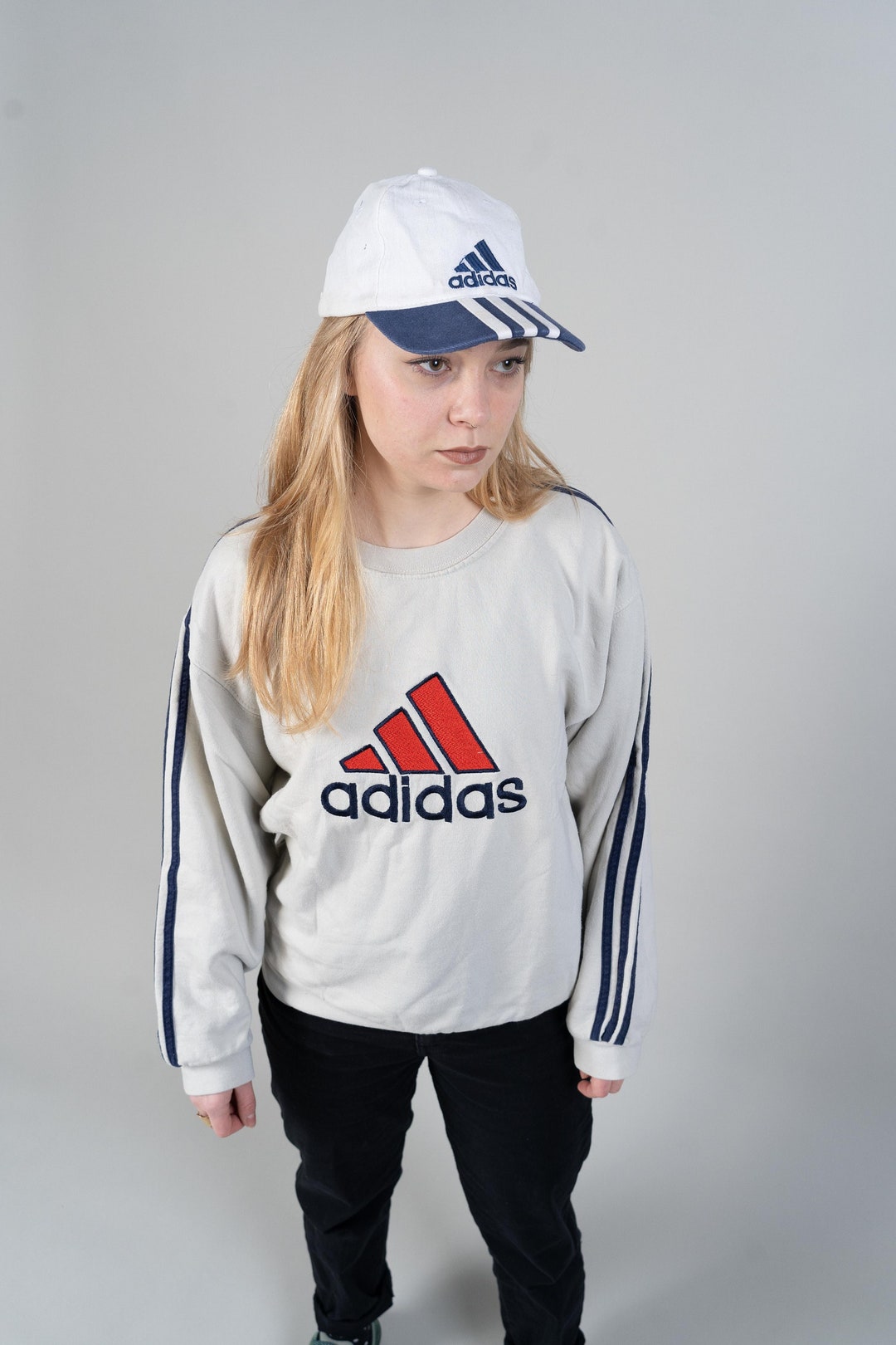 Vintage Adidas Equipment Jumper Sweatshirt White 80s Hard Cotton Size M ...