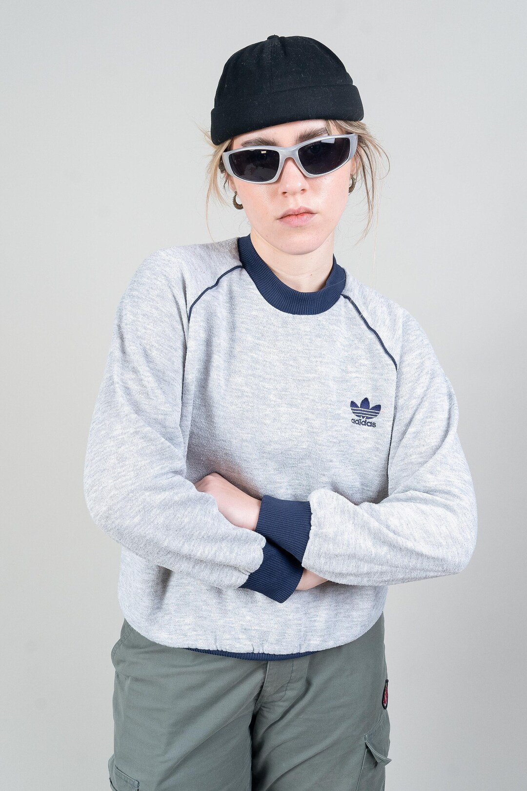 Vintage Adidas Jumper Sweatshirt Gray 80s Hard Cotton Size S - Etsy