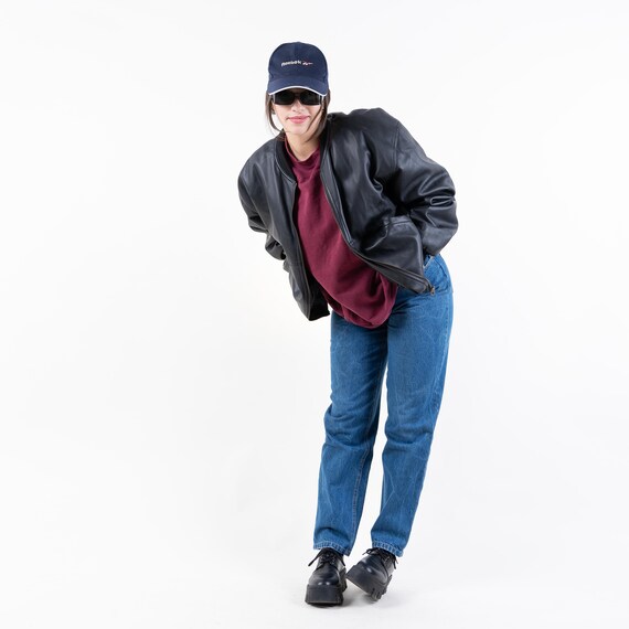 80s vintage fake leather bomber jacket leather imitat… - Gem