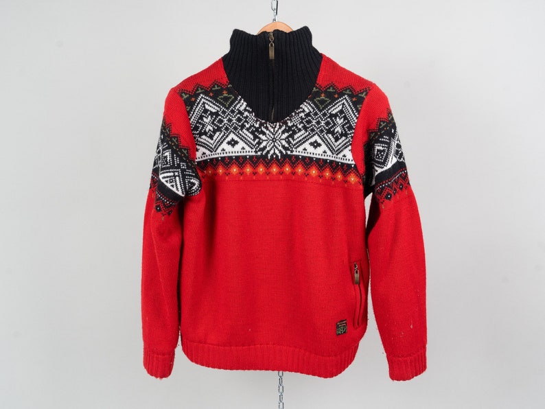 Vintage Nordic Sweater Jacket Norwegian Grandpa Sweater Knitted L ...