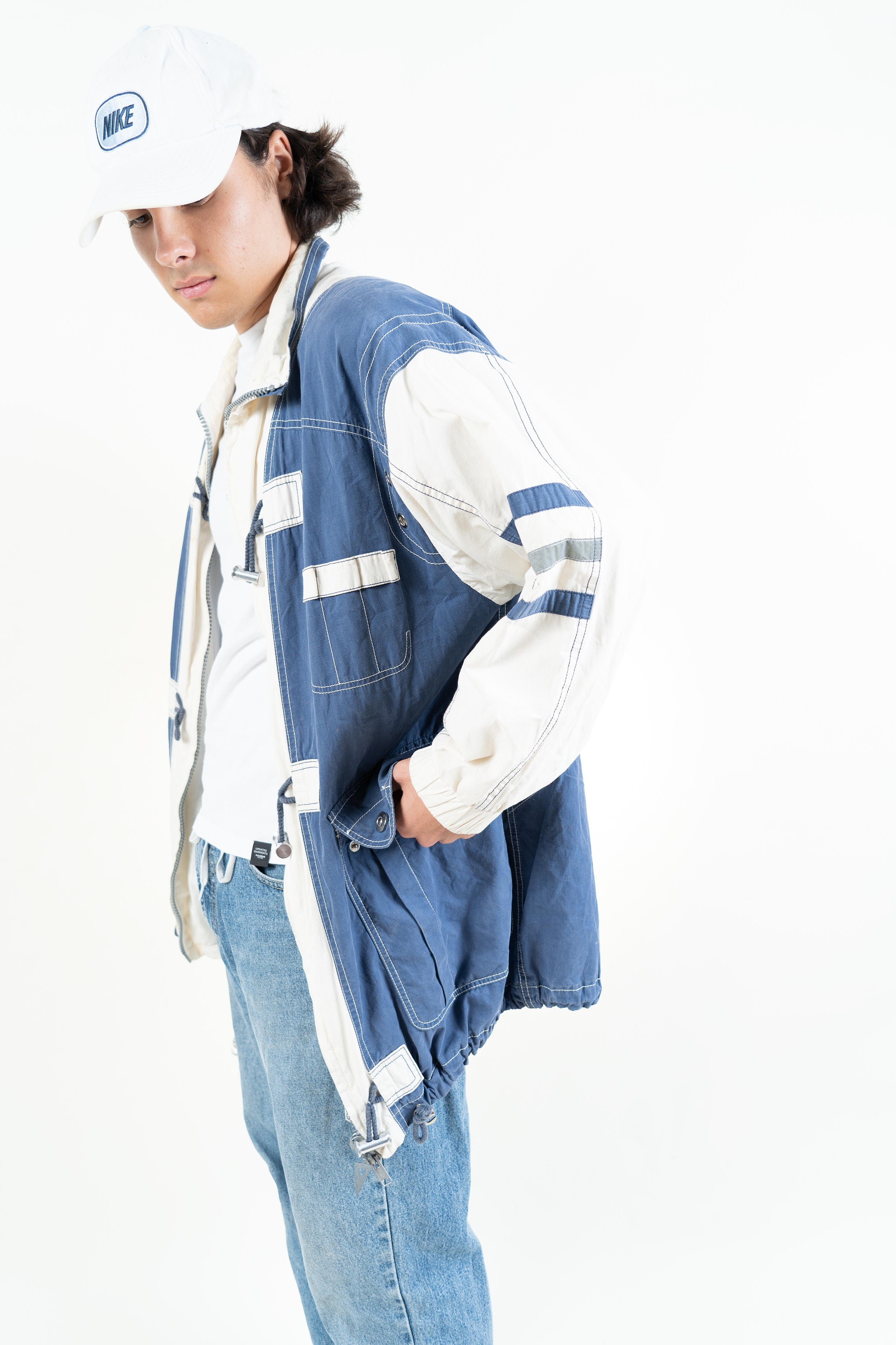 Vintage Parka Jacket Blue and White Sailing Jacket Size M 80s 90s - Etsy