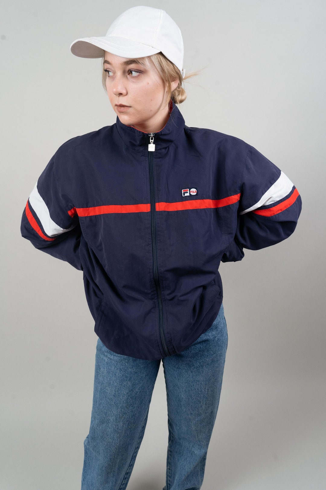 Vintage Fila Jacket Sport Jacket Blue and Red Size M L 80s - Etsy