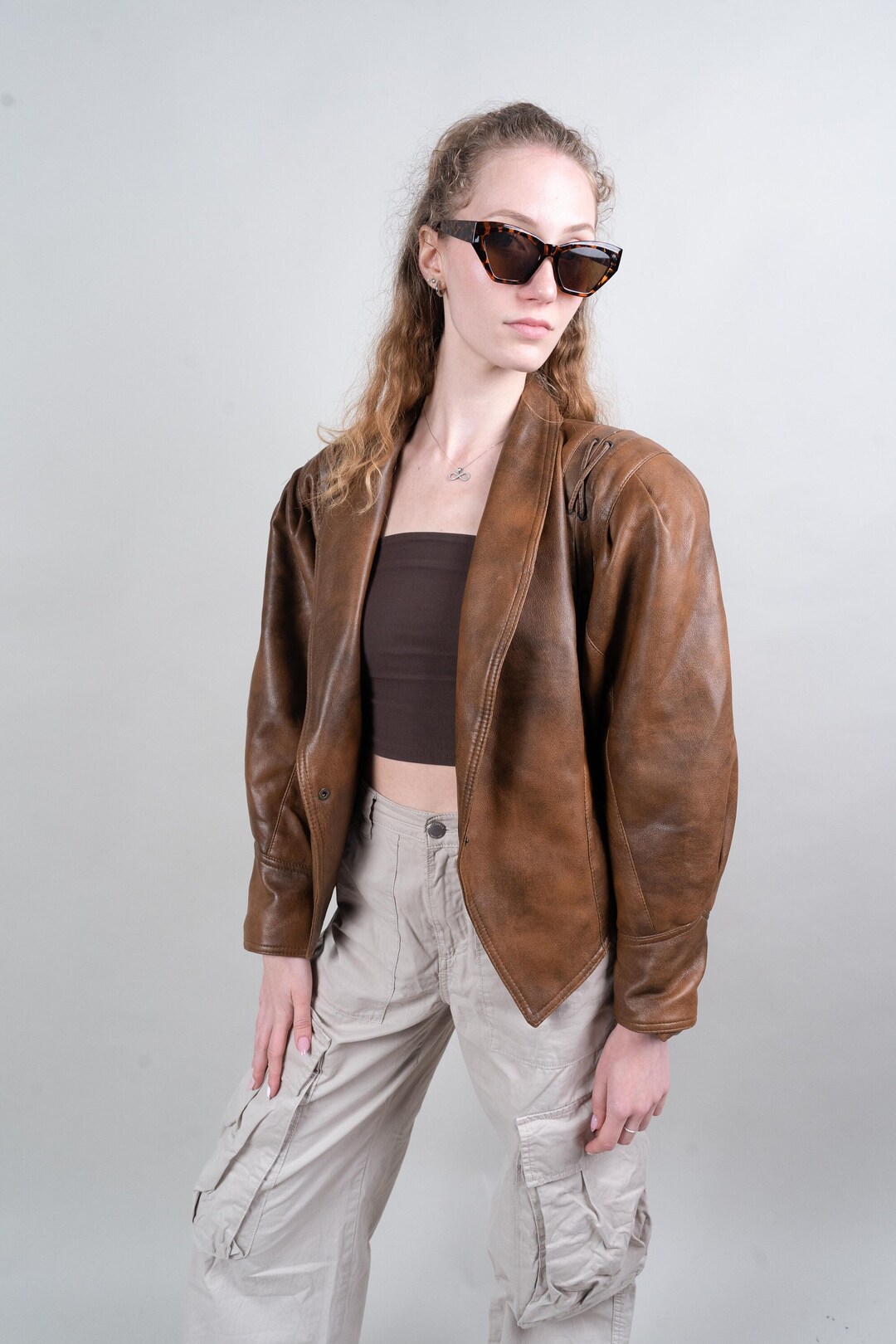 Vintage Leather Jacket Cropped Distressed Suede Jacket Size M L 80s - Etsy