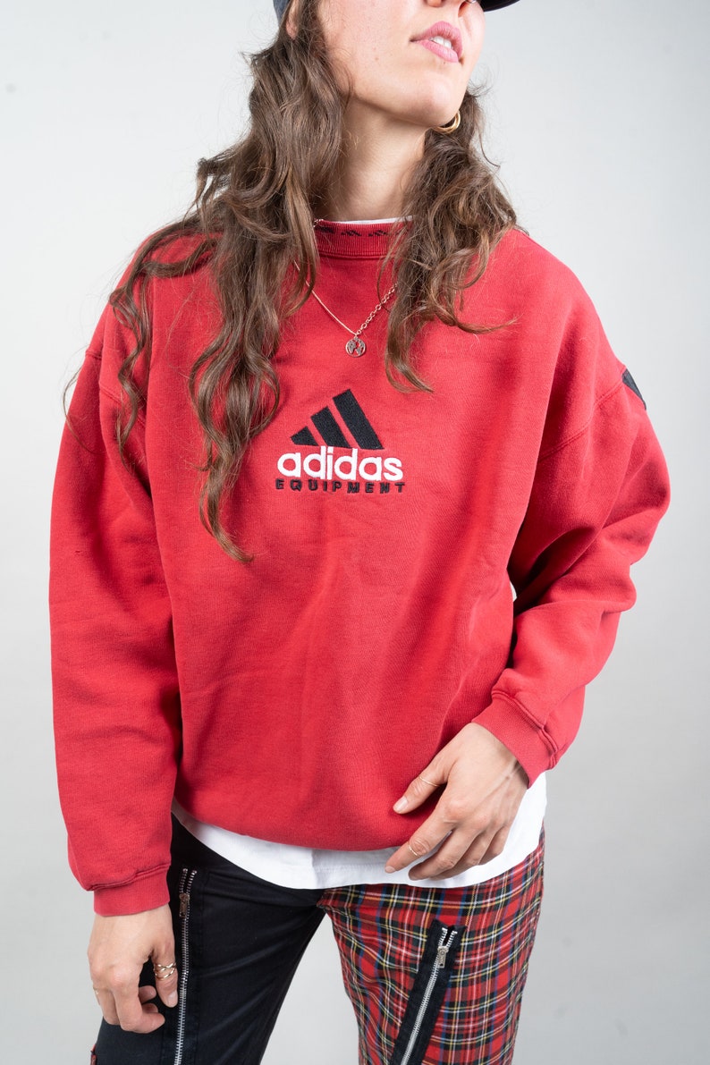 Vintage Adidas Equipment Jumper Sweatshirt Red 80s Hard Cotton Size M ...